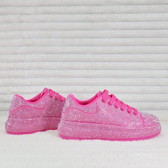 Berness | Shoes | Dazzle Cush Iridescent Rhinestone Hot Pink Platform ...